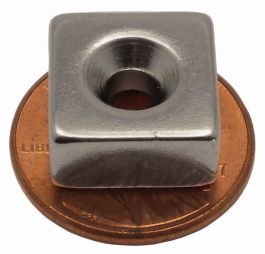 Apex Magnets | 1/2" x 1/2" x 1/4" Countersunk Block - Neodymium Magnet
